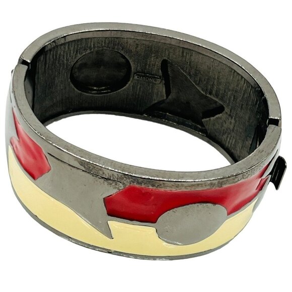 Monet | Jewelry | Monet Hinged Wide Bangle Cuff Bracelet Red Cream ...